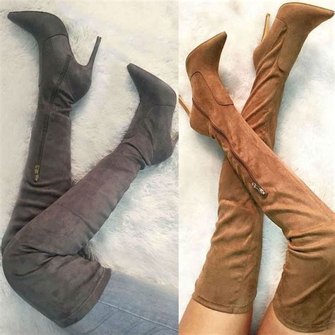Stretchy Thigh High Pointy Boots Hot High Heels Thigh High Boot