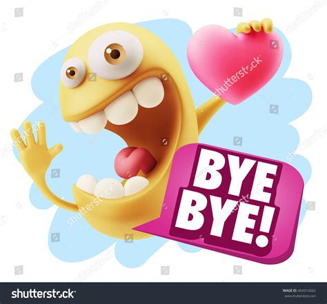 3d Rendering Emoji Saying Bye Bye Stock Illustration 454314262