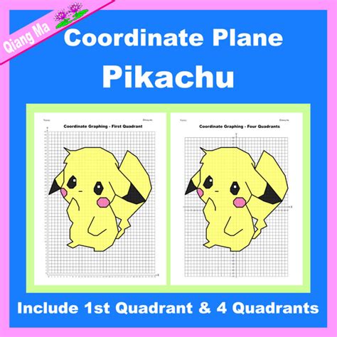 Pokemon Coordinate Plane Graphing Picture Pikachu Made By Teachers