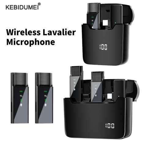 Lcd 디스플레이 충전 박스가 있는 무선 라발리에 마이크 휴대용 소음 감소 미니 마이크 아이폰 안드로이드 라이브 스트리밍용 Aliexpress