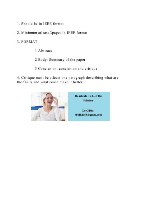 1 should be in ieee format2 minimum atleast 3pages in ieee for docx