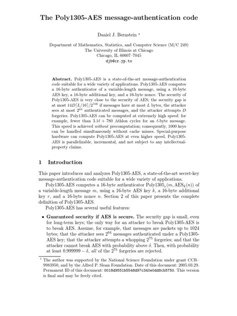 the poly1305 aes message authentication code daniel j bernstein pdf pdf central