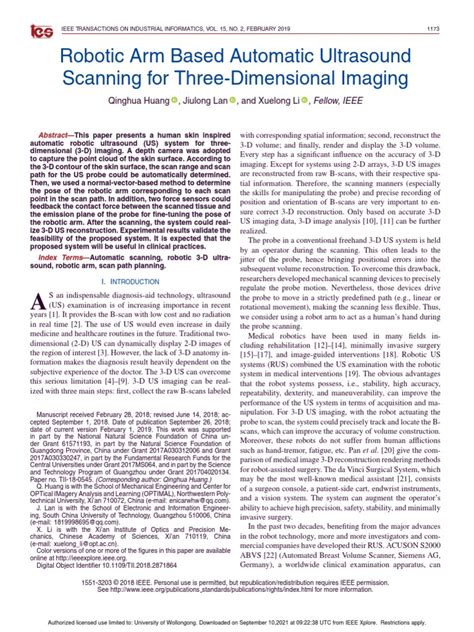 Robotic Arm Based Automatic Ultrasound Scanning For Three Dimensional