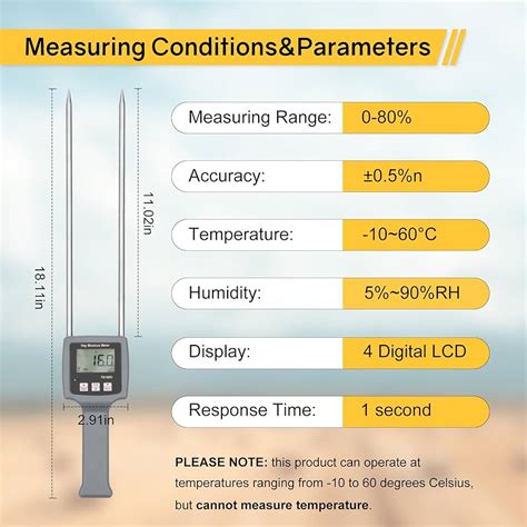 Portable Hay Moisture Tester Meter With Probe For Hay Balecereal Straw
