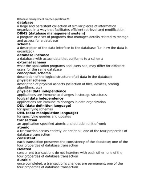 Database Management Practice Questions 28 How The Data Is Organized