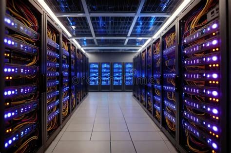 Computer Network Server Room Data Communications Technology Wiring Cables Stock Illustration