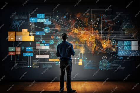 Premium Ai Image A Man Standing In Front Of A Big Futuristic Display