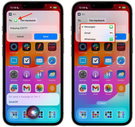 ios 17 how to choose which app siri uses to send a message macrumors