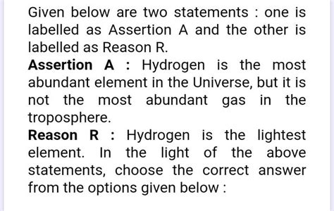 Given Below Are Two Statements One Is Labelled As Assertion A And The Ot