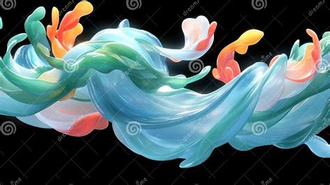 A Vibrant Flowing Abstract Design With Soft Curves And Colors Against A Dark Background Stock