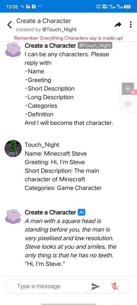 Chat Between Create A Character And Create A Room Rcharacterai