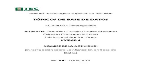 tÓpicos de base de datos · 2019 6 4 · migración de mysql a sql