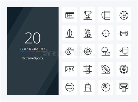 20 Sport Outline Icon For Presentation Stock Vector Illustration Of Medal Court 264561605