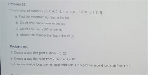 Solved Problem 03 Create A List Of Numbers