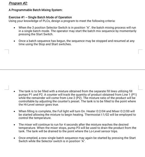 Solved Program 2 A Programmable Batch Mixing System