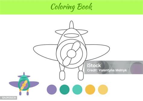 어린이를위한 색칠 공부 비행기 유치원 년 어린이와 유아를위한 교육 활동 페이지 인쇄 가능한 워크시트입니다 만화 다채로운 벡터 일러스트레이션 0명에 대한 스톡 벡터 아트 및