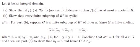 solved let r be an integral domain a show that if