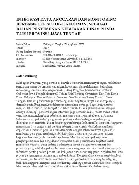 Integrasi Data Anggaran Dan Monitoring Berbasis Teknologi Informasi