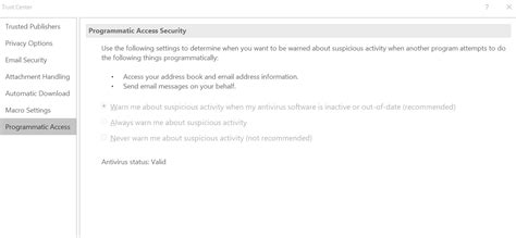 i get warnings about a program accessing email address information or