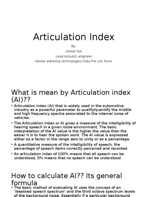 Articulation Index Pdf Spectrum Noise