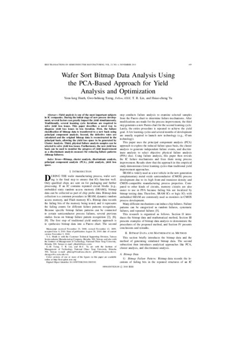 Pdf Wafer Sort Bitmap Data Analysis Using The Pca Based Approach For Yield Analysis And