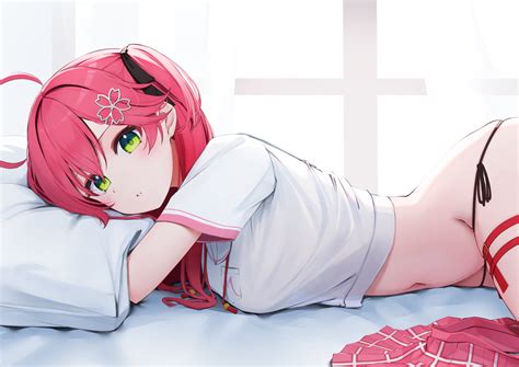 Nyan Reinyan 007 Sakura Miko Hololive 1girl Green Eyes Hair