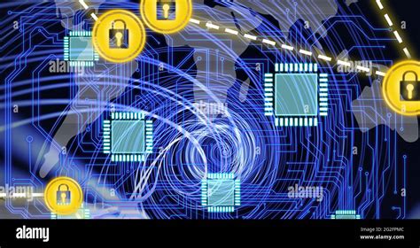 Composition Of Network Of Security Padlock Icons Over World Map