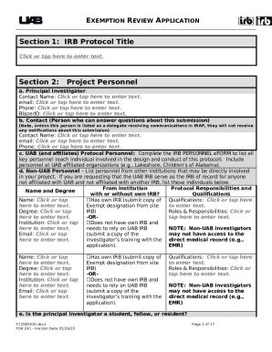 Section 1 IRB Protocol Title Doc Template PdfFiller