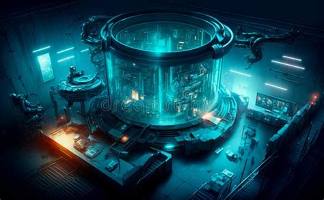Futuristic Room With A Large Machine In It Generative Ai Stock Illustration Illustration Of