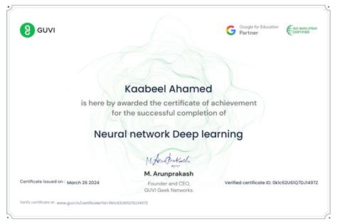 Kaabeel Ahamed R On Linkedin Neuralnetworks Deeplearning Ai Guvi