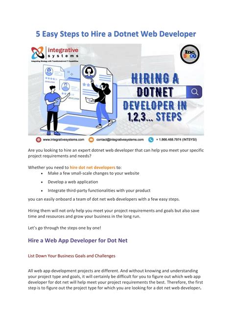 Ppt 5 Easy Steps To Hire A Dotnet Web Developer Powerpoint