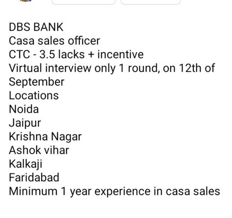 Shubham Tyagi On Linkedin Urgent Hiring In Dbs Bank Please Contact