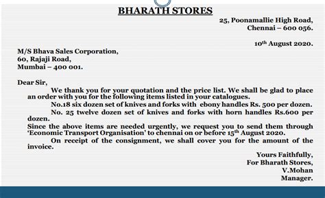 Order Letter In Business Communication Examples Format And Types