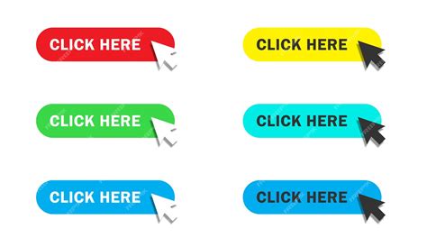 Premium Vector Click Here Button With Arrow Clicking Icon Mouse