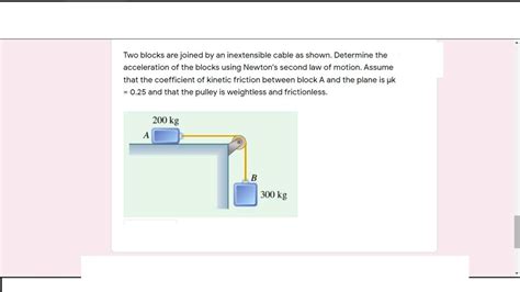 Two Blocks Are Joined By An Inextensible Cable As Shown Determine The