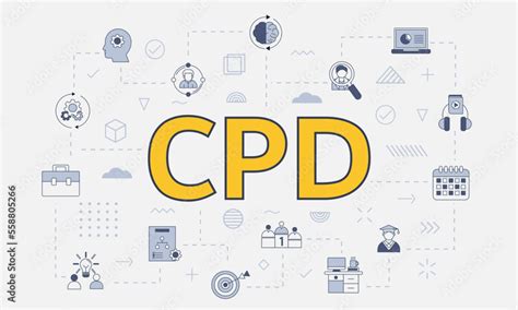 Cpd Continous Professional Development Concept With Icon Set With Big