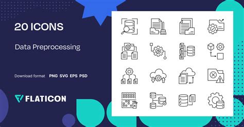 Data Preprocessing Icon Pack Black Outline 20 Svg Icons