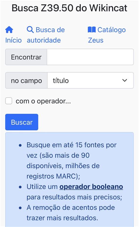 Busca Z39 50 Do Wikincat L Muitas Fontes Para Consultar E Exportar Registros Par Prof Pedro