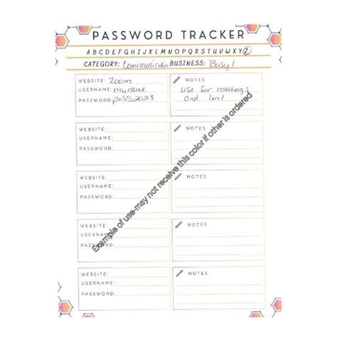 Black Dot Password Tracker Instant Download Password Tracker For