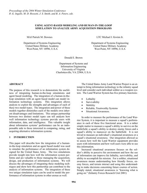 Pdf Using Agent Based Modeling And Human In The Loop Simulation To Analyze Army Acquisition