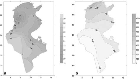 Spatial Distribution Of A Average Monthly Maximum Temperature And Download Scientific
