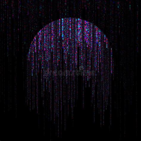 Big Data Visualization Circle Stream Of Falling Multicolored Data