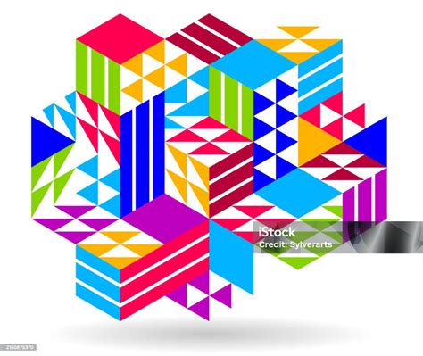 Abstract Vector Wallpaper With 3d Isometric Cubes Blocks Geometric