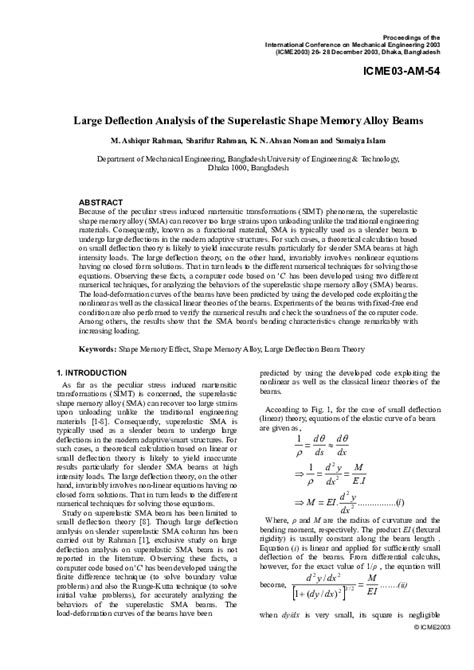 pdf large deflection analysis of the superelastic shape memory alloy