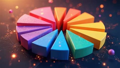 3d Exploded Pie Chart With Vividly Colored Segments Illustration Shows