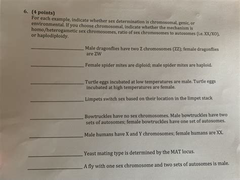Solved 6 4 Points For Each Example Indicate Whether Sex Chegg Com