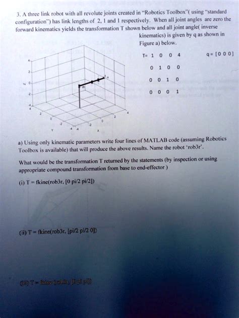 Solved A Three Link Robot With All Revolute Joints Created In Robotics Toolbox Using Standard
