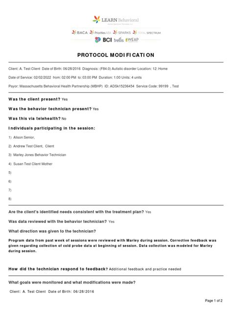 Protocol Modification Example Note New Pdf