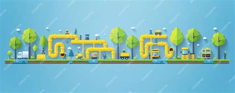 Premium Photo Illustration Of Pipeline System Graphic On Blue