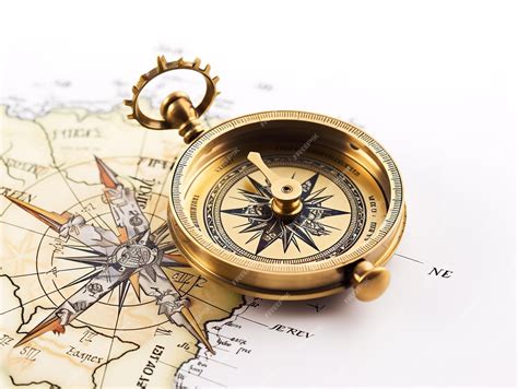 Premium Ai Image Compass And Map Navigation Exploration Isolated On White Background Ai Generated